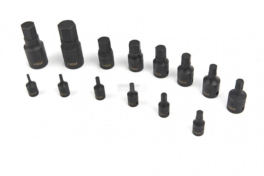 HBM 14-delige kracht INBUS doppenset Inch maten | Gereedschapspecialist.nl