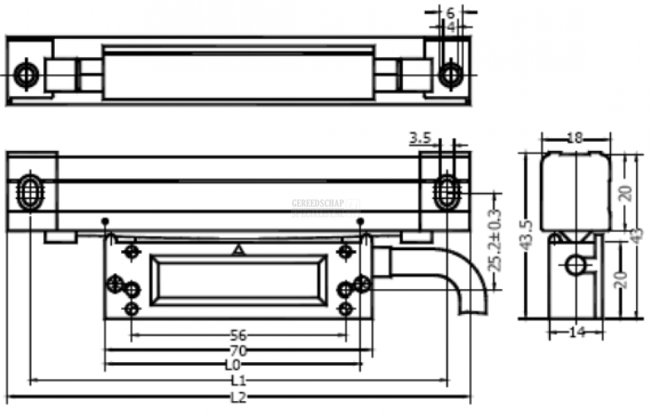 SINO KA 500 - 220 mm glasliniaal | Gereedschapspecialist.nl